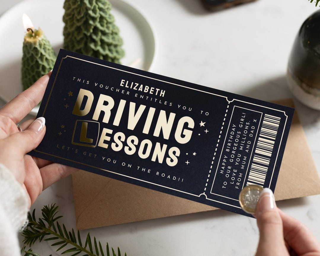Personalised Driving Lessons Gift Voucher, Driving Gift for Her ...