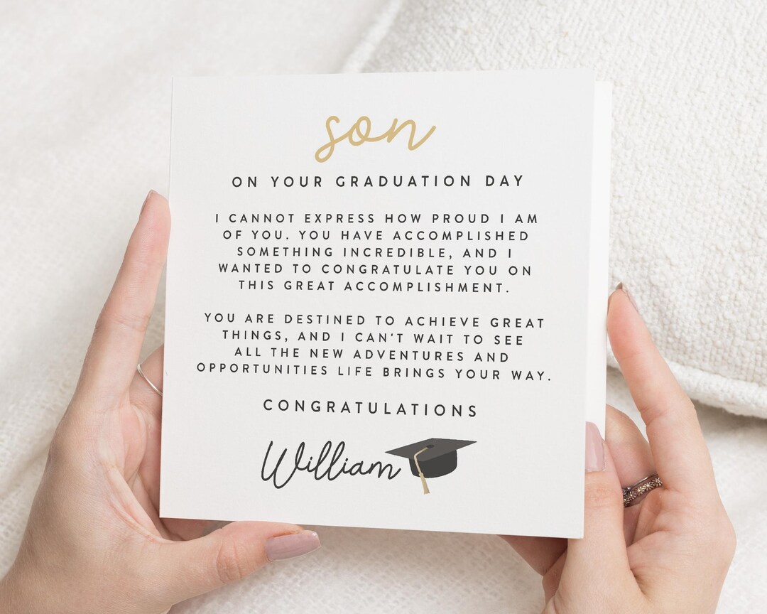 Son Graudation Congratulations Card, Personalised Graduation Card for ...