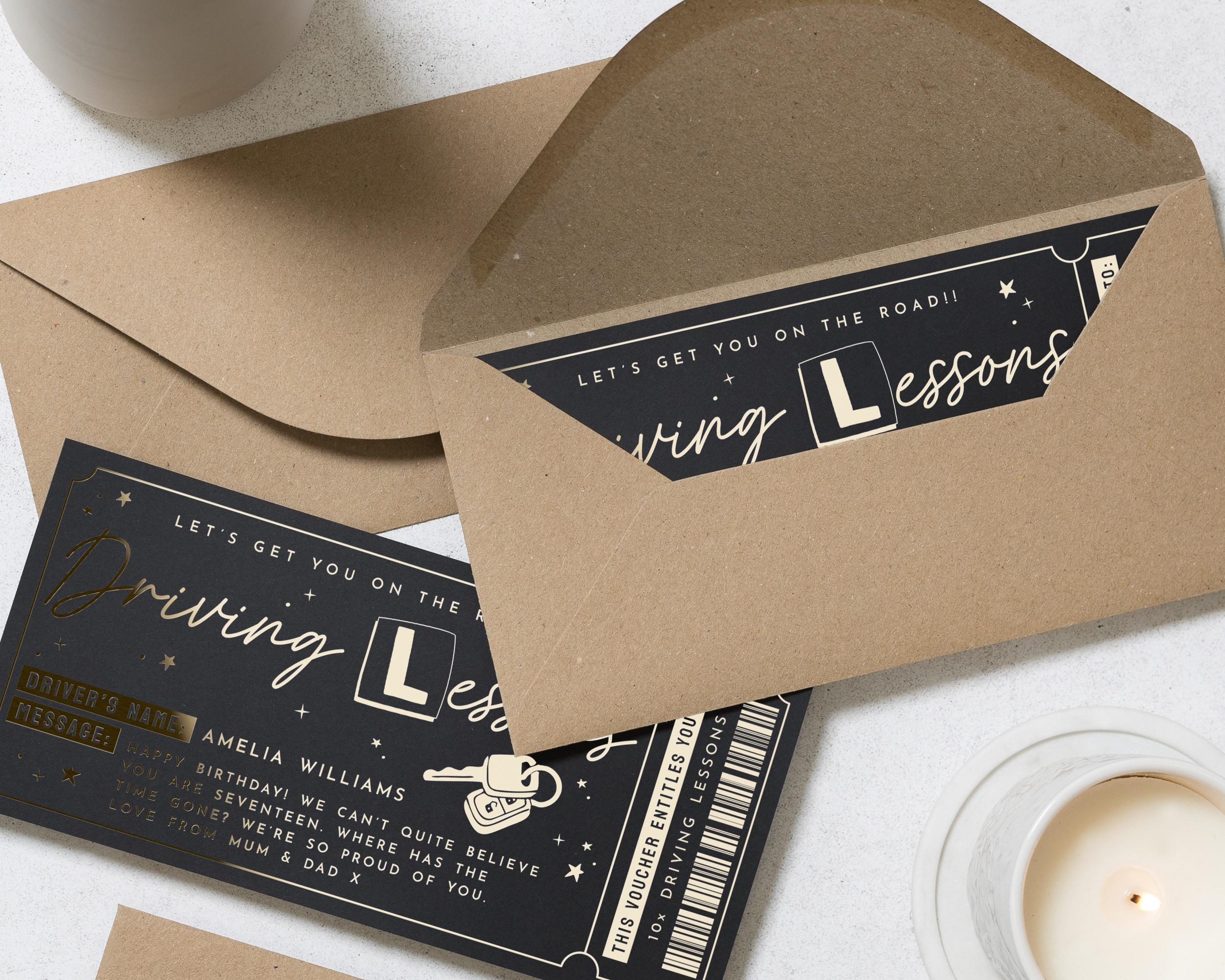Personalised Driving Lesson Gift Voucher, Gold Foil, Birthday Gift for ...