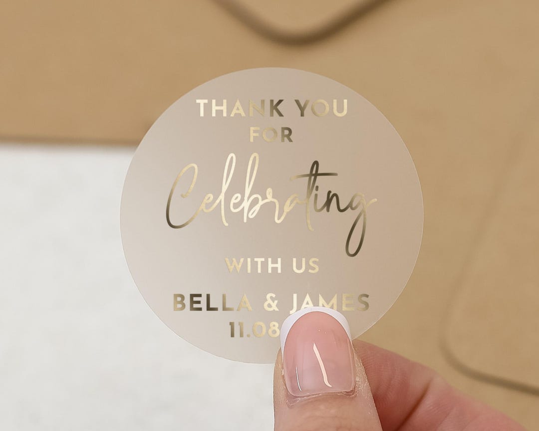 Thank You Sticker, Wedding Thank You Label, Personalised Wedding ...