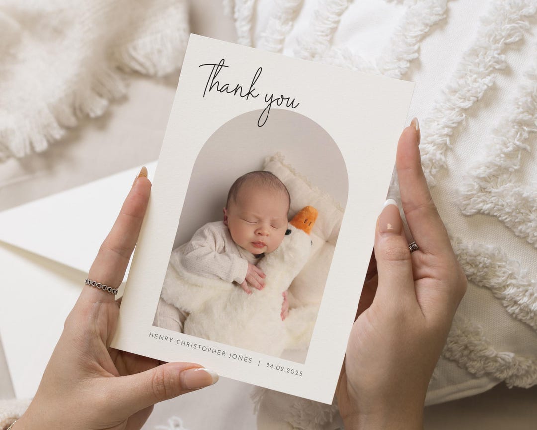 Editable New Baby Cards Thank You, New Baby Girl Thank You Cards Photo ...