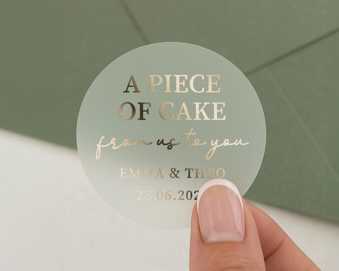 Personalised Wedding Sticker, A Piece of Cake Sticker, Wedding Favour ...