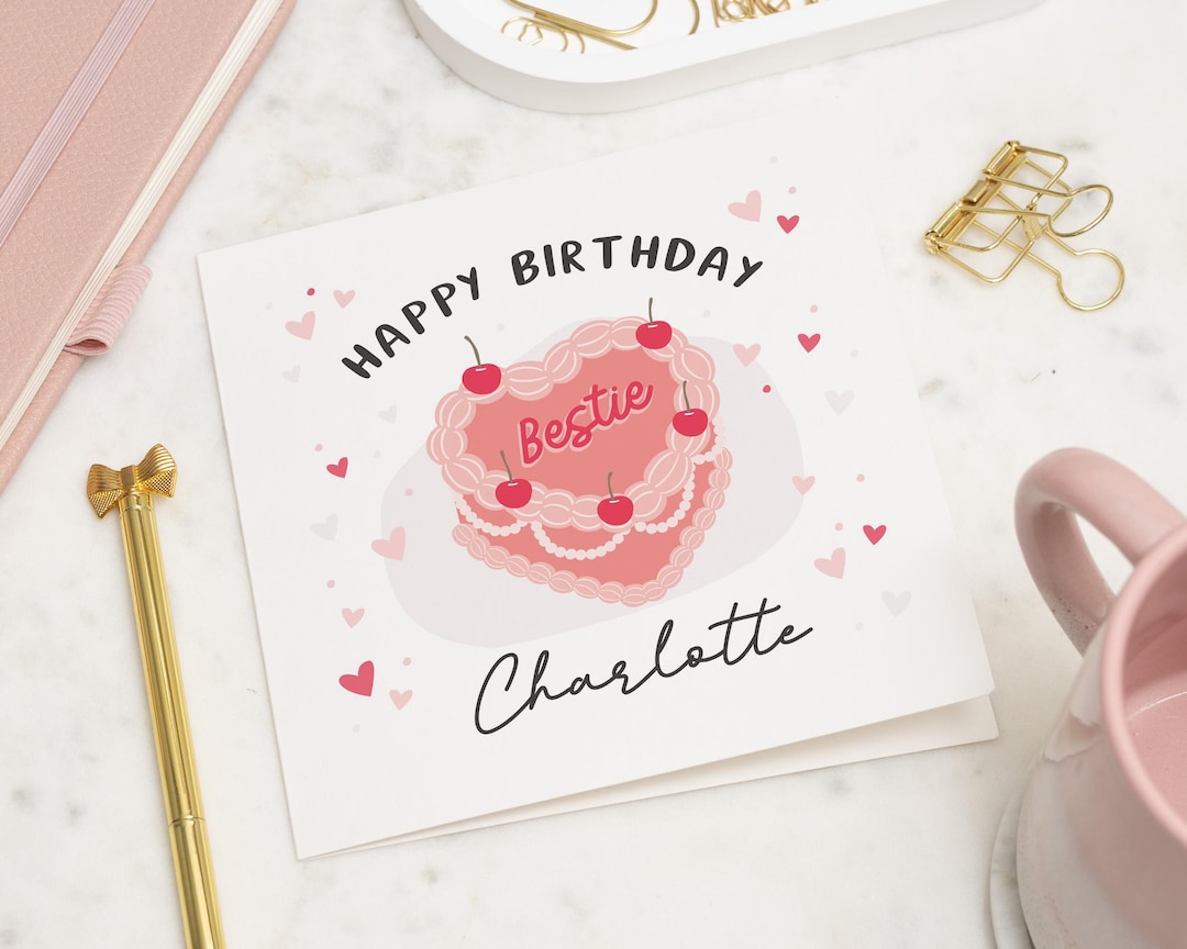 Happy Birthday Bestie Birthday Card, Personalised Best Friend Birthday ...