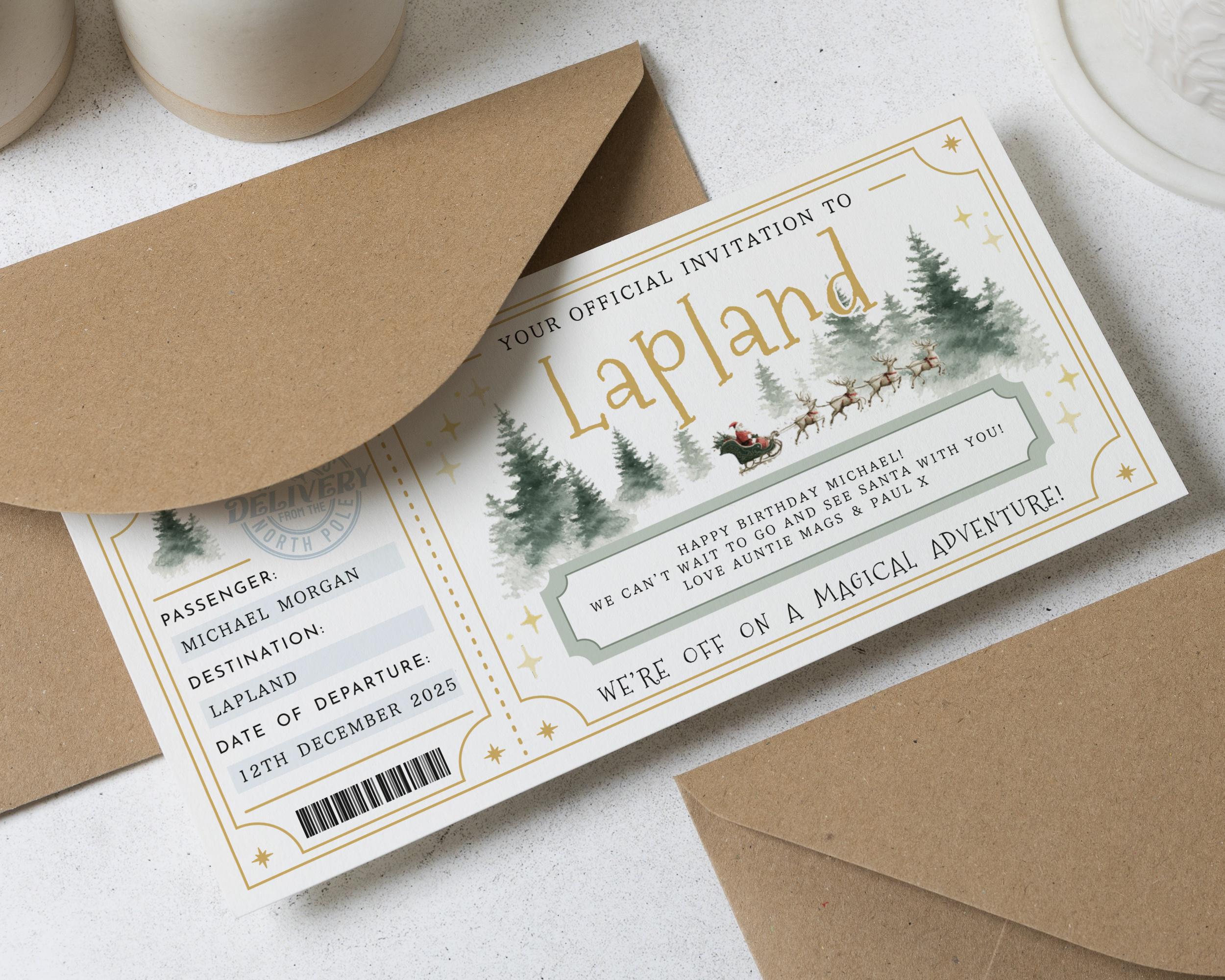 Lapland Gift Voucher, Personalised Lapland Invitation, Holiday Reveal ...