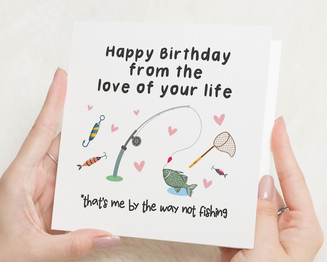Fishing Birthday Card, Fishing Card for Husband, Funny Fish Birthday ...