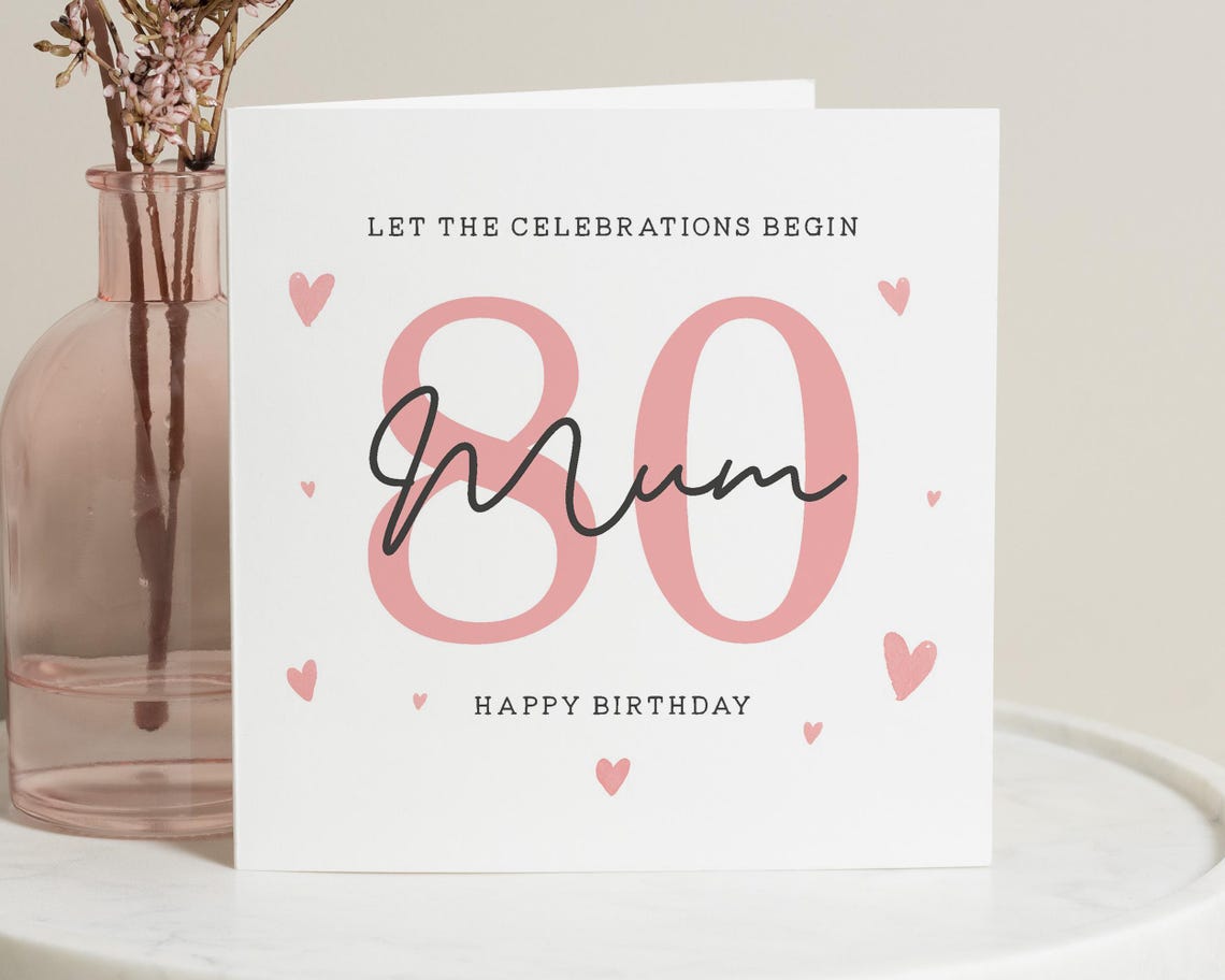 80th Birthday Card Mum, 80th Birthday Card for Women, Mum Eightieth ...