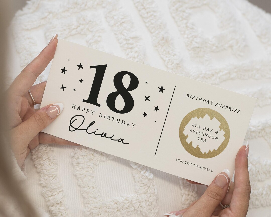 Personalised 18th Birthday Gift Voucher, Spa Day Scratch to Reveal ...