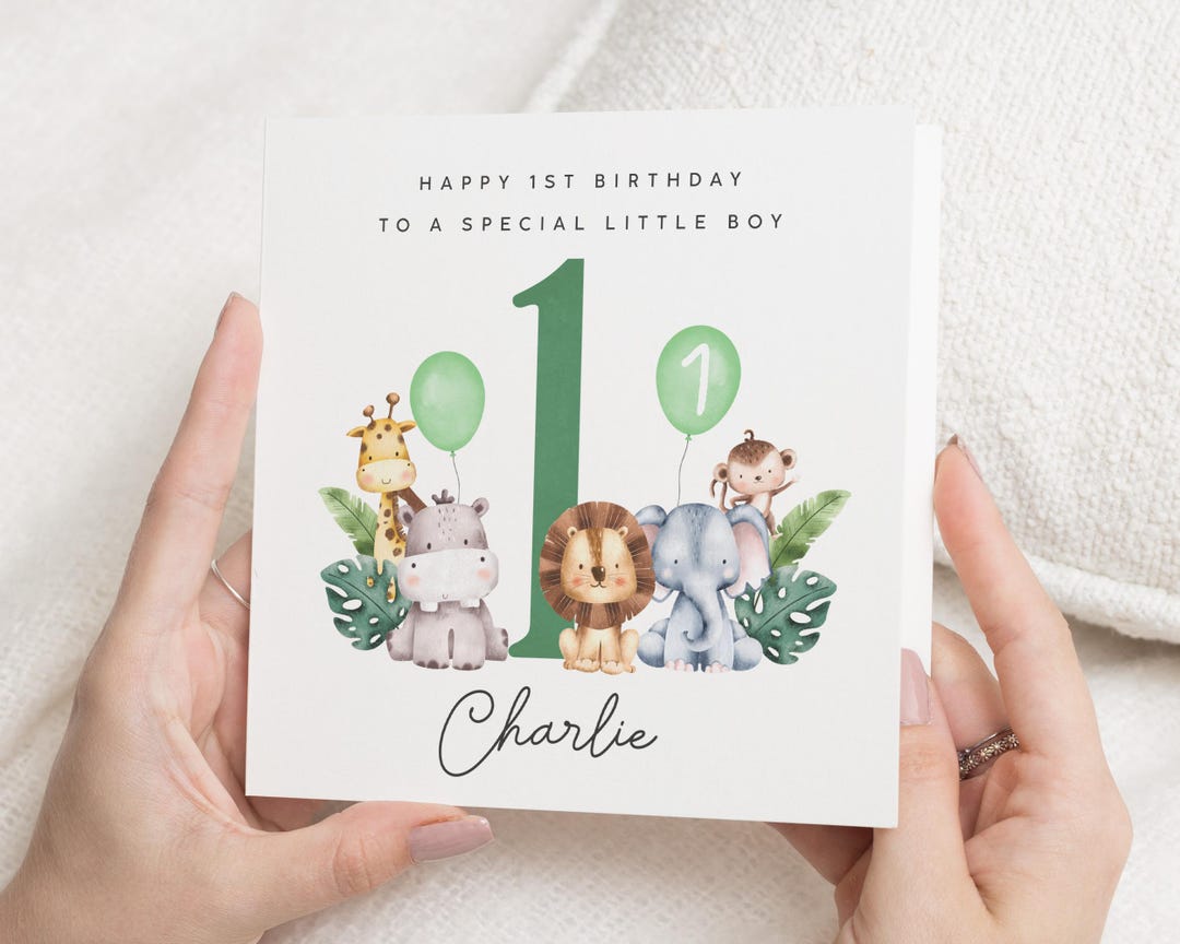Animal 1st Birthday Card for Boy, Son 1st Birthday Card, Special First ...