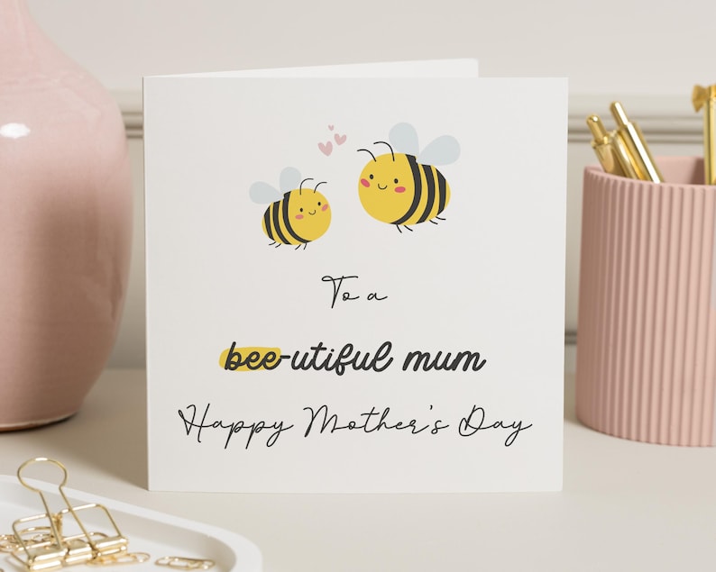 Mother's Day Card Bee, Happy Mothers Day Card, Bee Card for Mothers Day ...