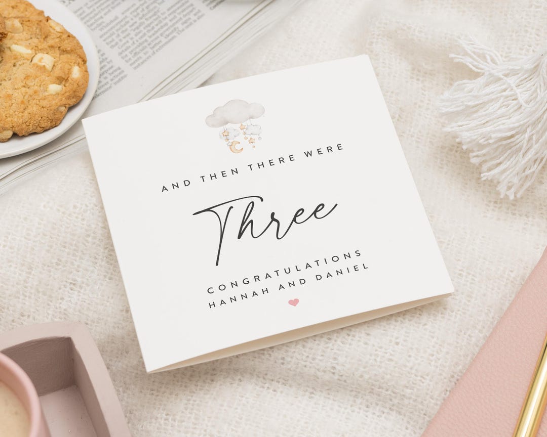 Congratulations First Baby Card, Then There Were 3 Card, New Baby Gift ...