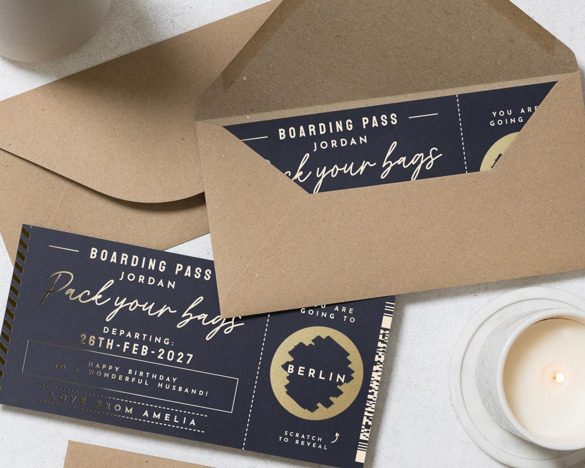 Scratch to Reveal, Holiday Scratch Card, Boarding Pass Scratch Card ...