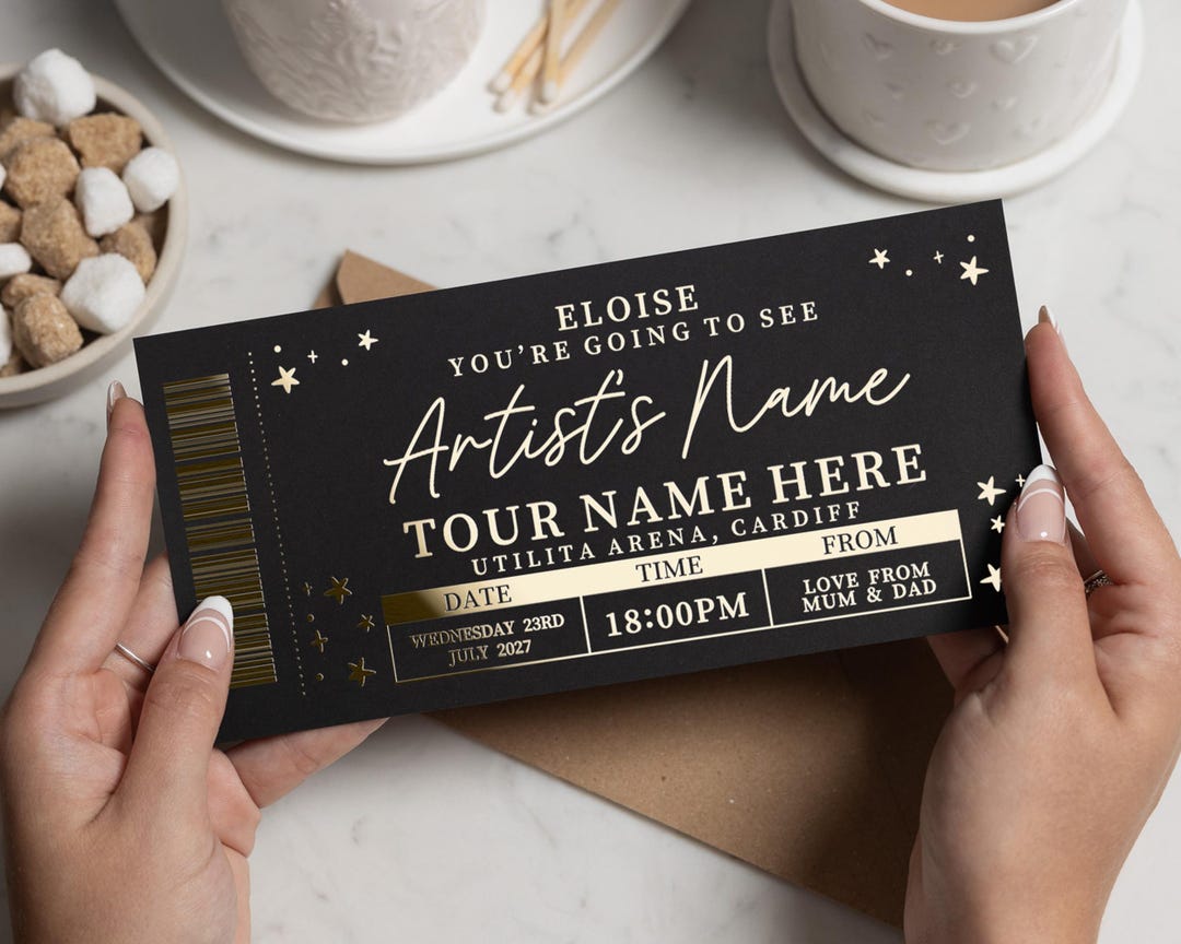 Concert Gift Ticket, Concert Ticket Card, Foil Ticket, Voucher, Custom ...
