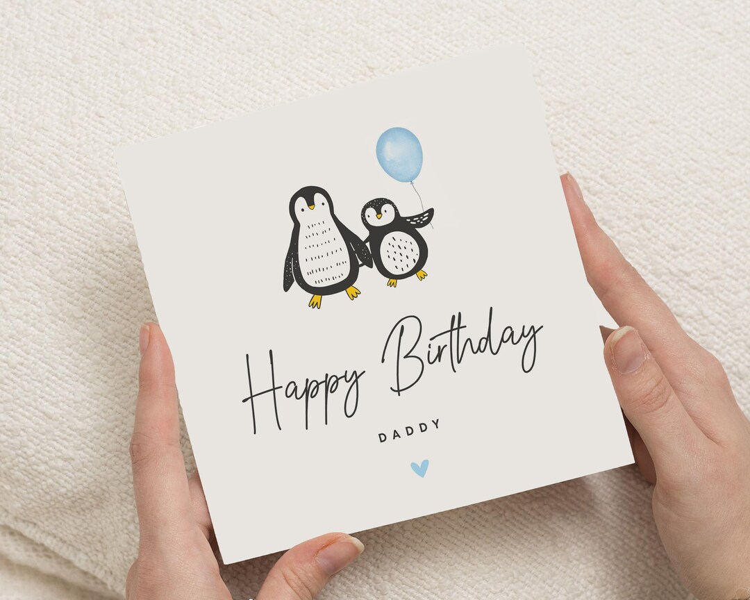 Daddy Birthday Card, Cute Birthday Card for Dad, Daddy Penguin Card ...