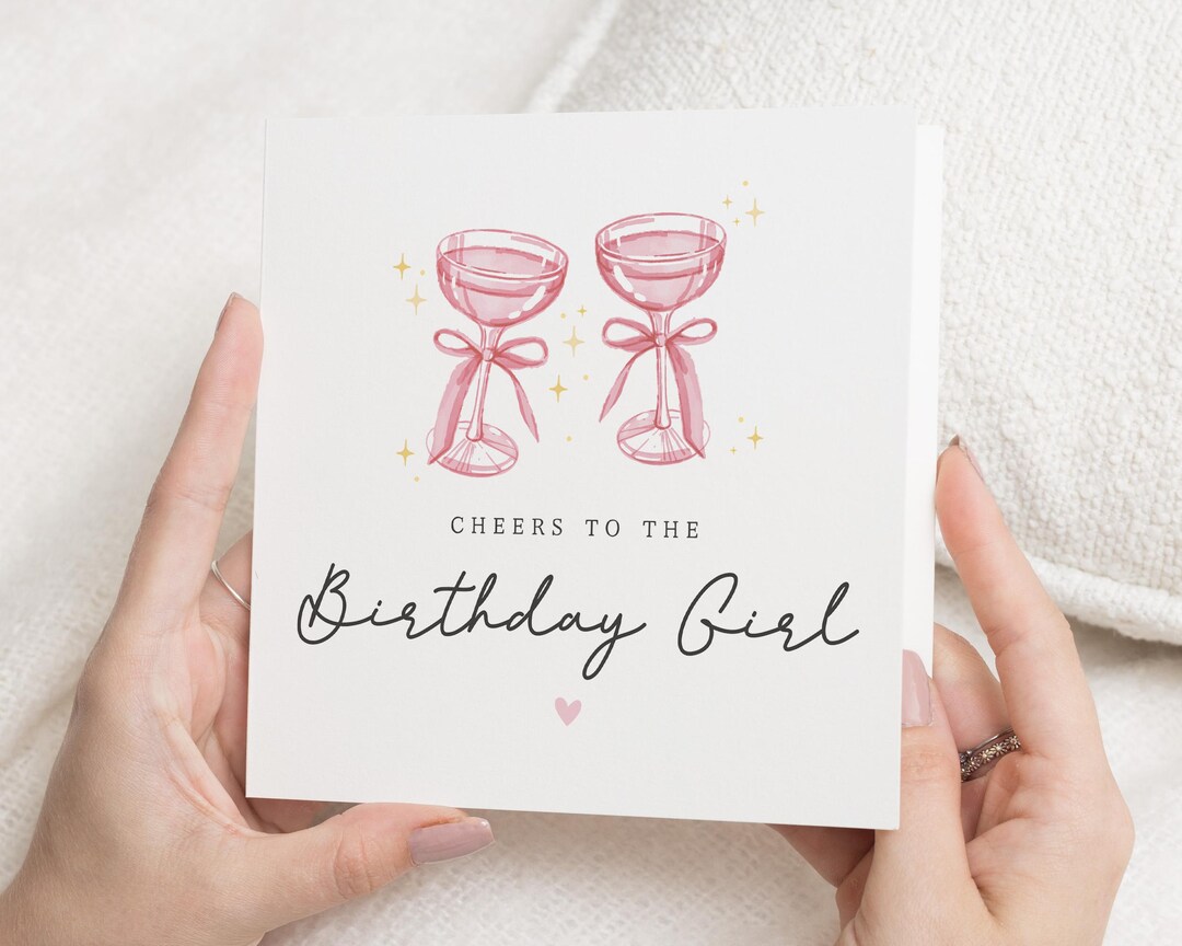 Cheers to the Birthday Girl, Birthday Card for Her, Personalised ...