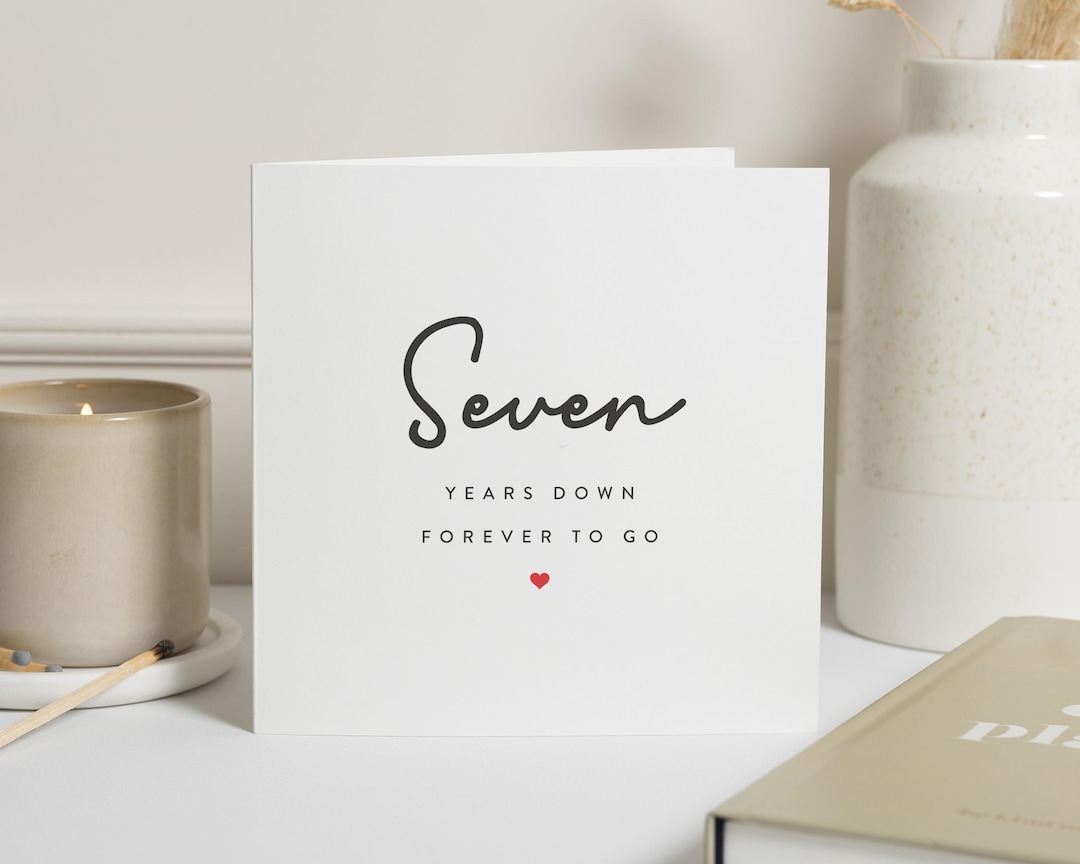 7th Anniversary Card, 7 Year Anniversary Card, 7th Wedding Anniversary ...