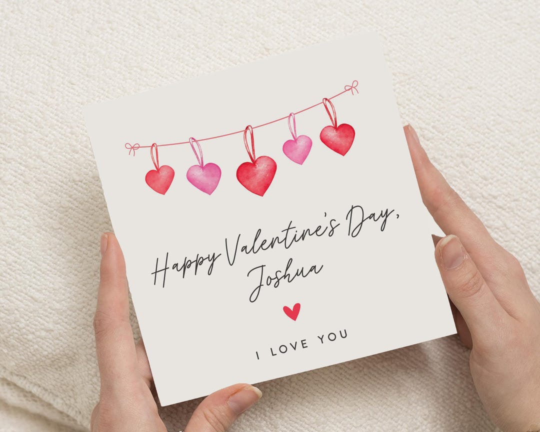 Personalised Happy Valentines Day Card, Valentines Gift for Him, Simple ...