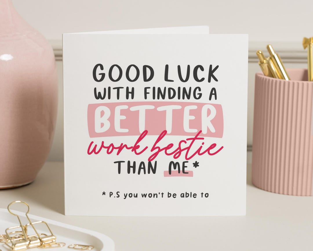 Good Luck Card for Colleague, Work Bestie Leaving Card, Funny Good Luck ...