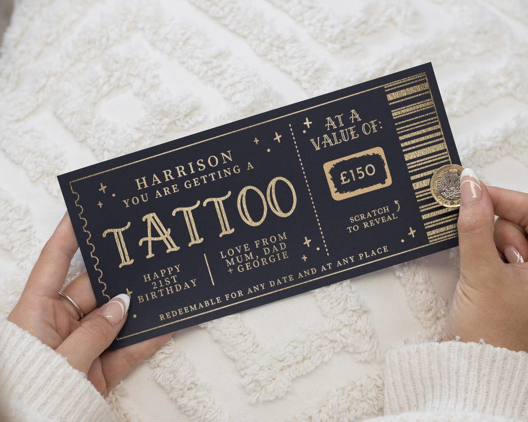 Gift Voucher Tattoo, Tattoo Voucher, Tattoo Ticket, Tattoo Scratch Card ...