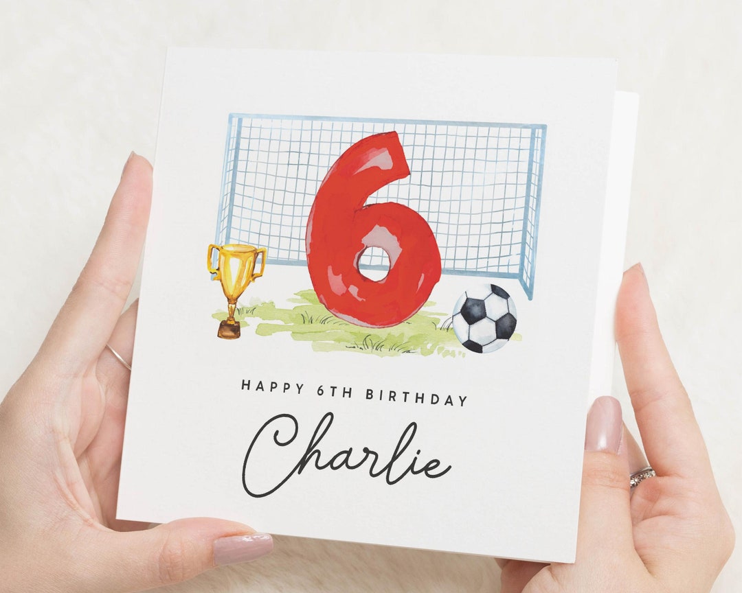 Football Birthday Card for Boy, Son 6th Birthday Card, Football Sixth ...