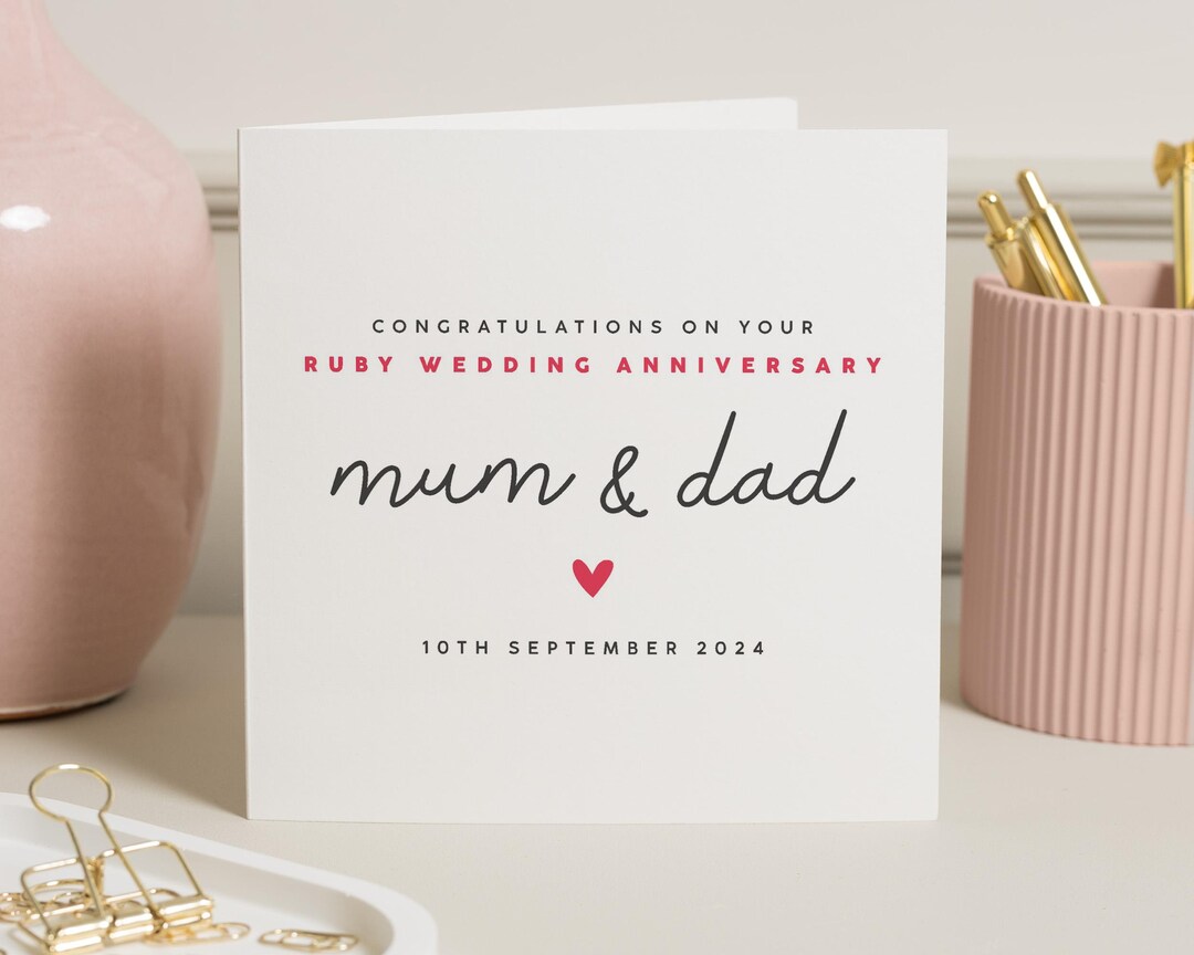 Ruby Wedding Anniversary Gift Mum and Dad, Personalised 40th ...