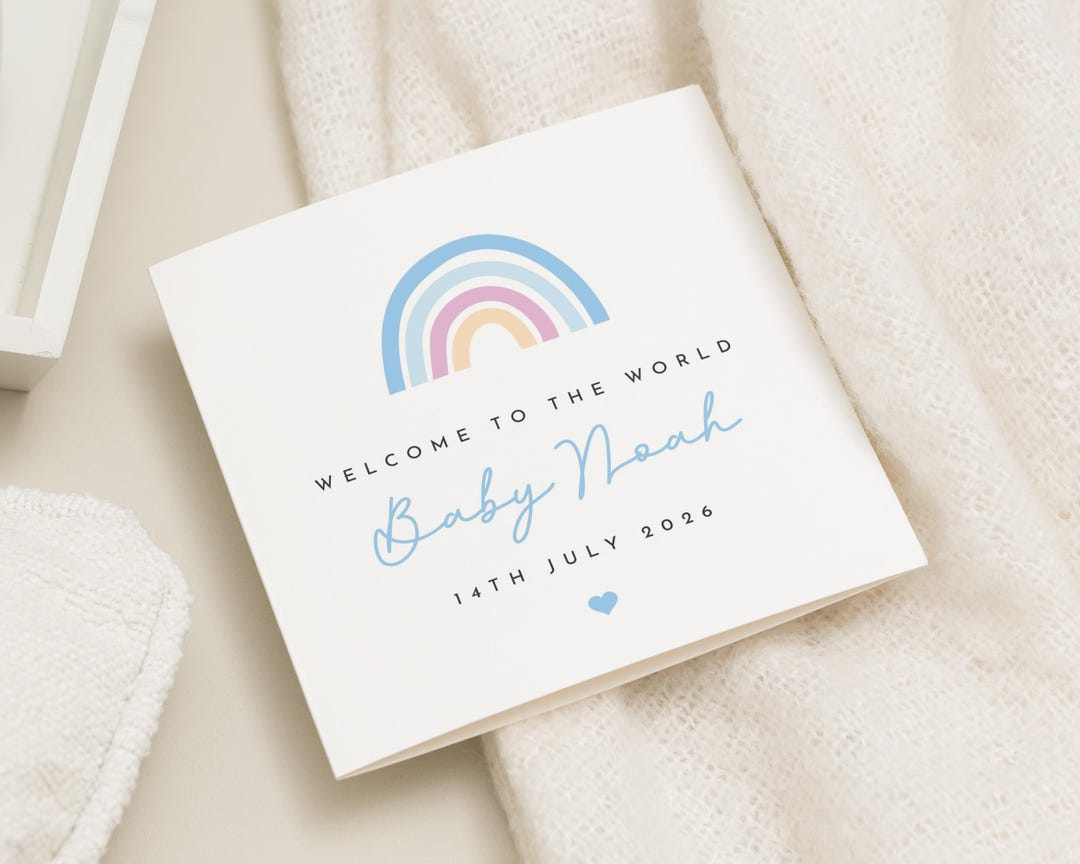 New Baby Card, Personalised Baby Card, Welcome to the World Card, Baby ...