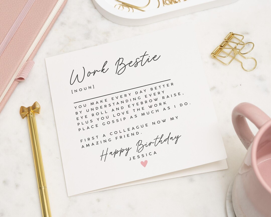 Work Bestie Birthday Card, Bestie Birthday Card, Work Best Friend Poem ...