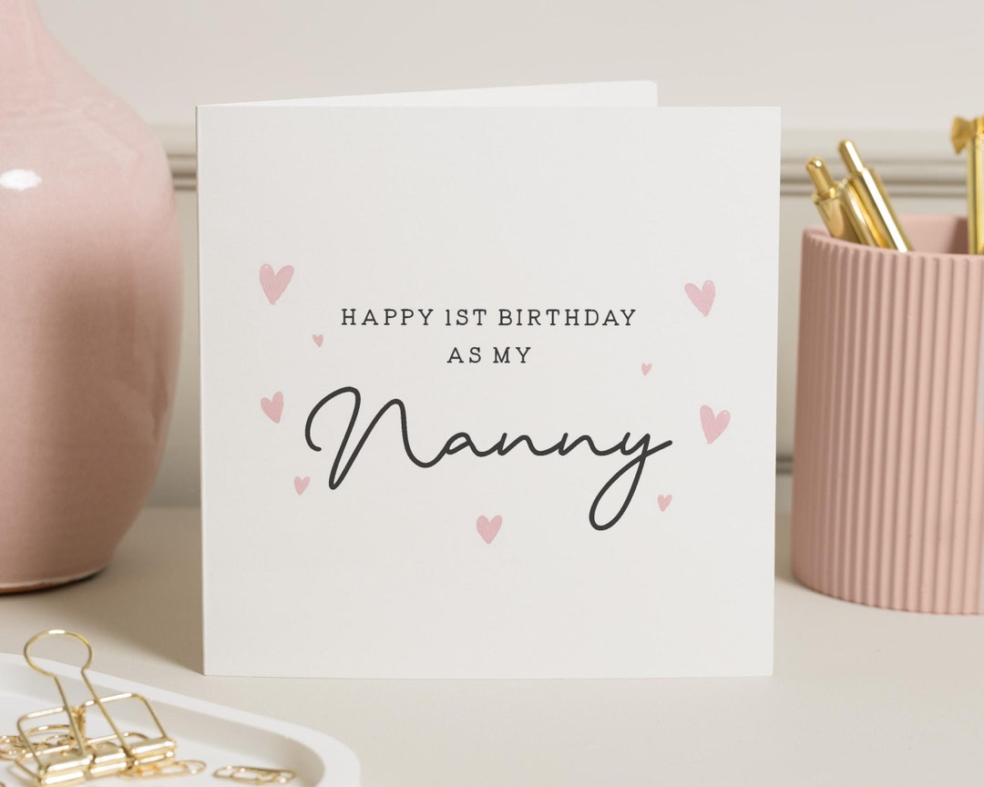 1st Birthday as My Nanny Card, Personalised Birthday Card for Grandma ...