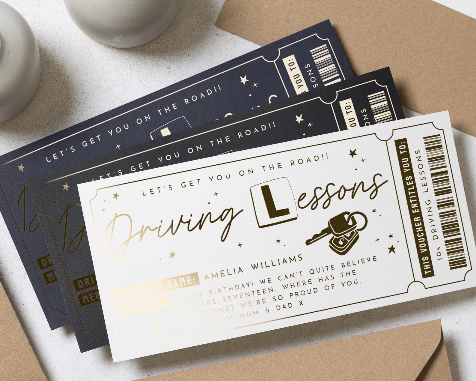 Personalised Driving Lesson Gift Voucher, Gold Foil, Birthday Gift for ...