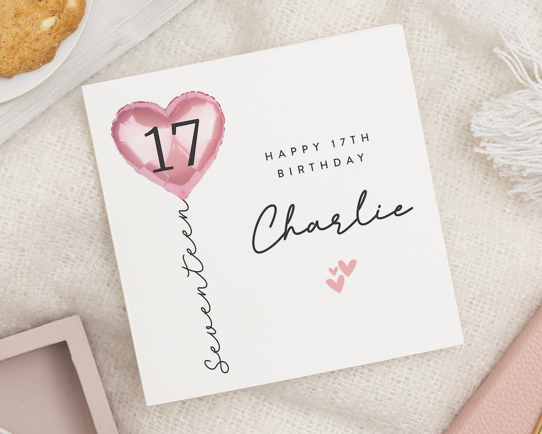 17th Birthday Card, Personalised Birthday Card for Girl, Seventeenth ...
