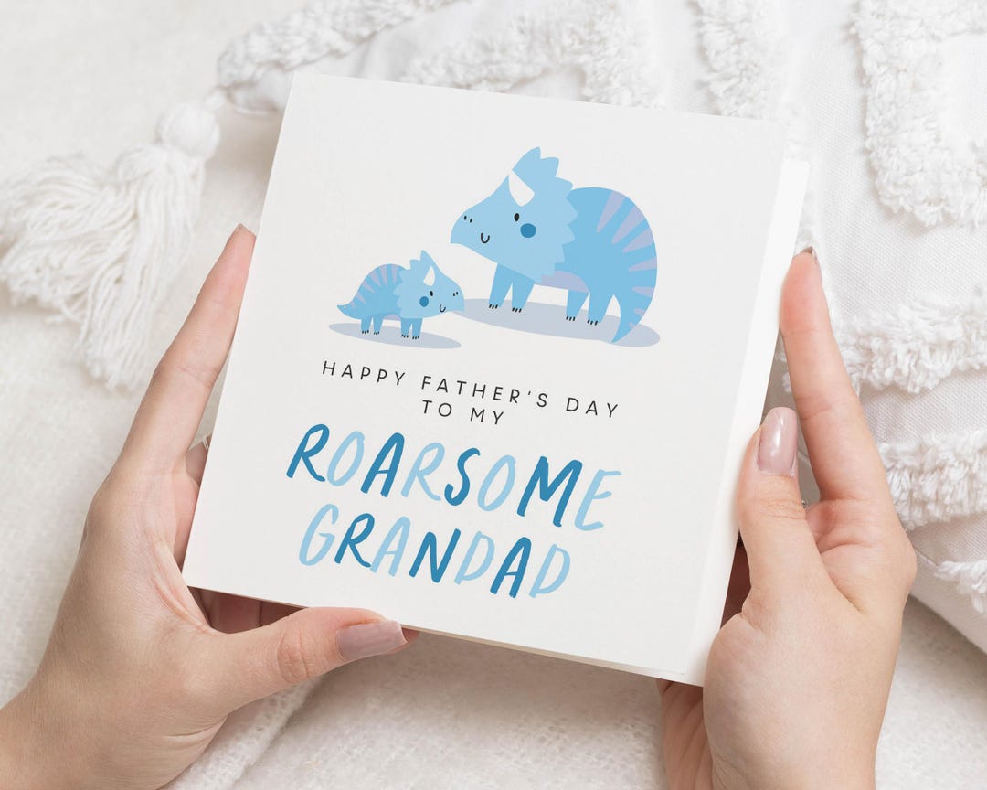 Fathers Day Card for Grandad, Dinosaur Fathers Day Card, Cute Fathers ...
