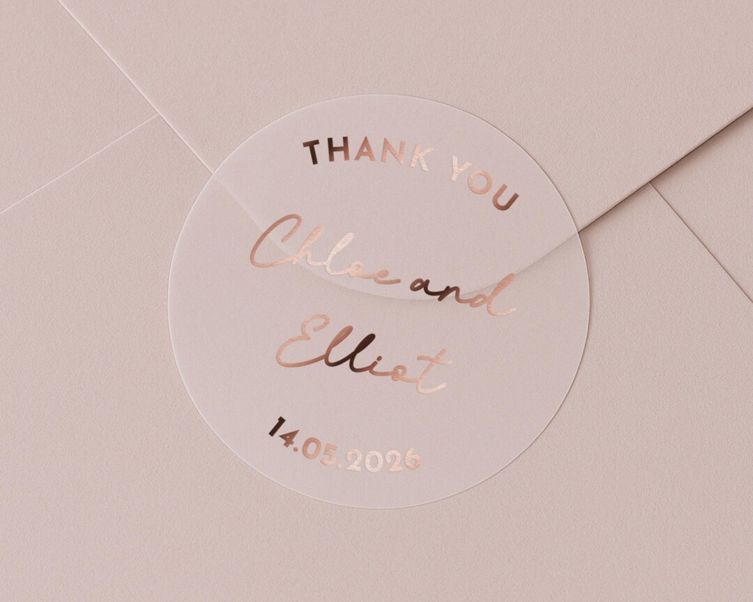 Thank You Sticker, Wedding Thank You Sticker, Personalised Wedding ...