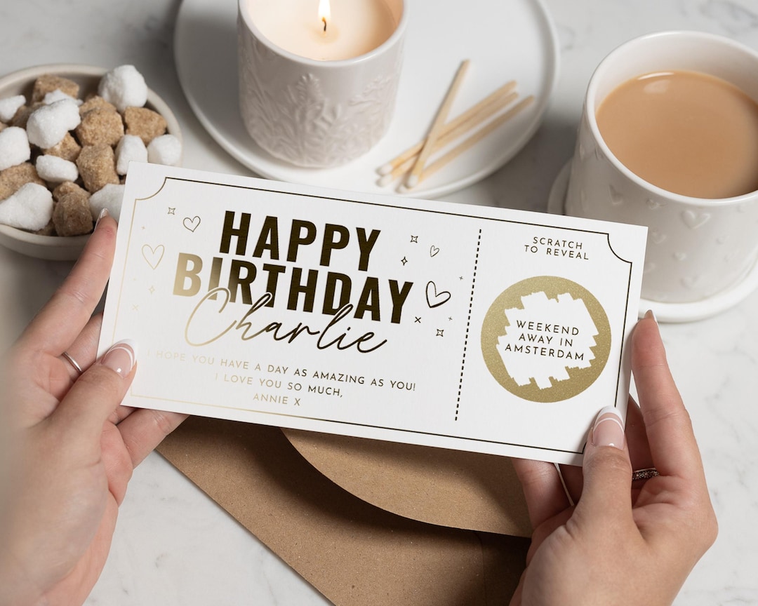 Personalised Birthday Scratch Card, Weekend Away Gift Voucher, Birthday ...