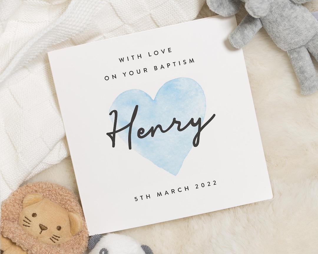 Baptism Card for Boy, Cute Blue Baptism Card for Son, on Your Baptism ...