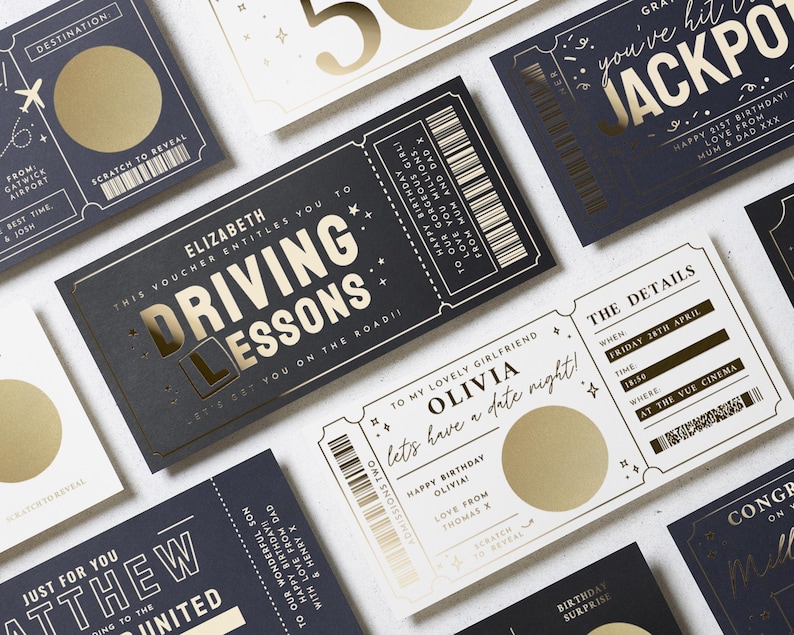 Personalised Driving Lessons Gift Voucher, Gold Foil, Custom Birthday ...