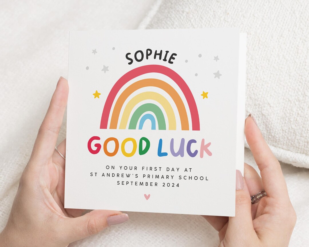 Personalised First Day of School Card, Good Luck 1st Day of School Gift ...