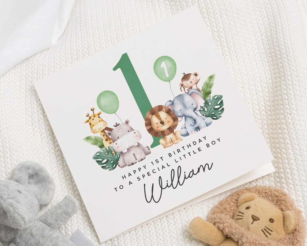 Animal 1st Birthday Card for Boy, Son 1st Birthday Card, Special First ...