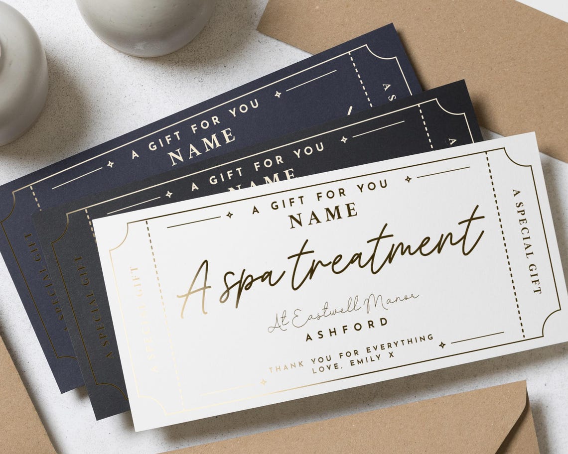 Spa Day Voucher, Gift Voucher Birthday, Spa Day Ticket, Spa Day ...