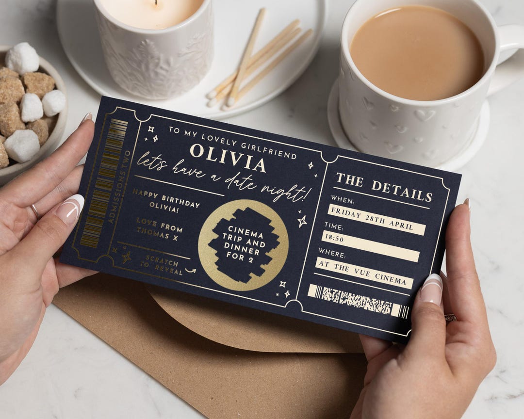 Personalised Cinema Gift Voucher, Date Night Gift for Girlfriend ...