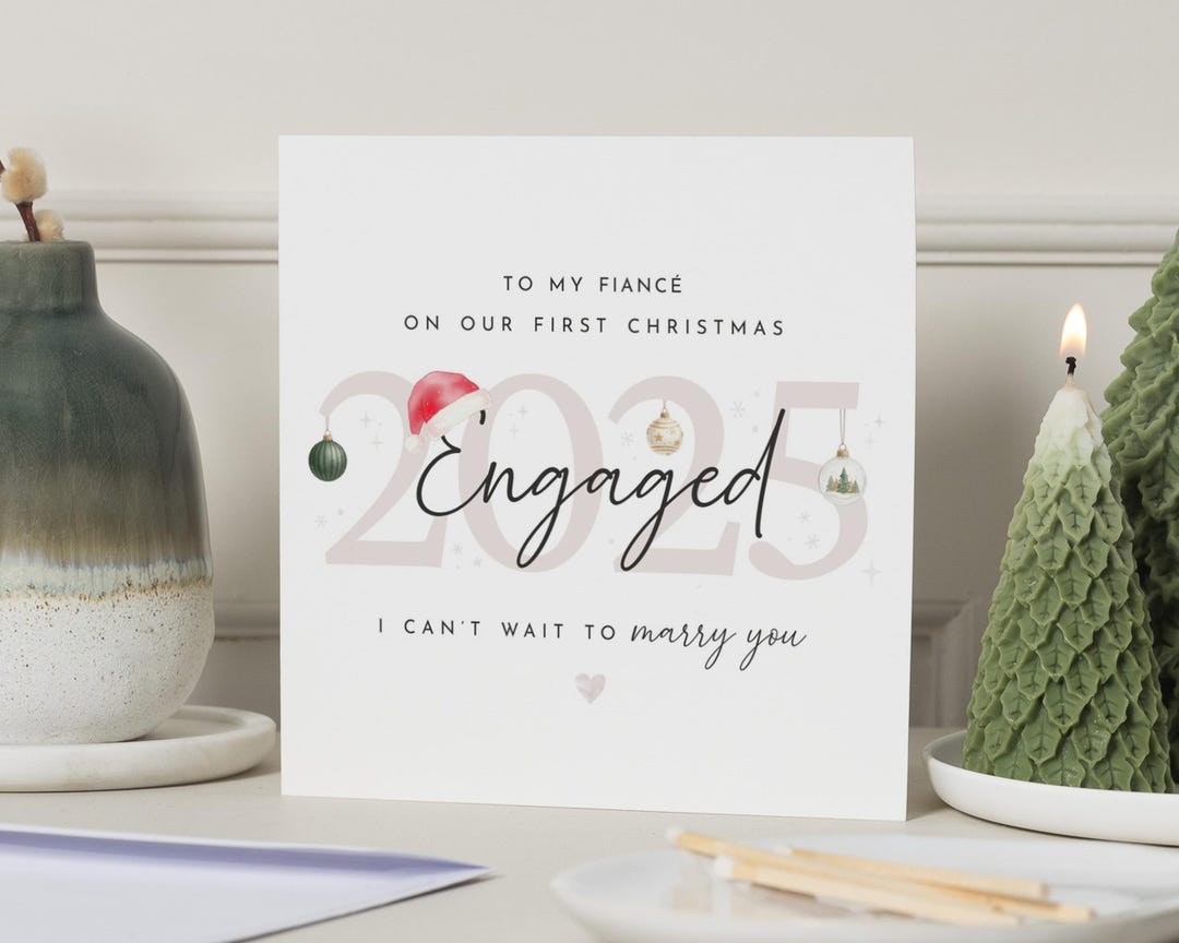 Engaged Christmas Card, First Christmas Engaged Card, Christmas Card ...