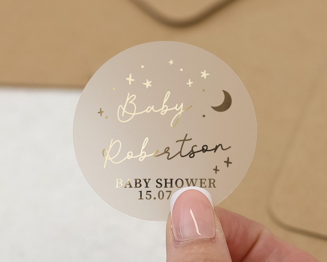 Baby Shower Sticker, Personalised Baby Shower Label, Custom Baby Name ...