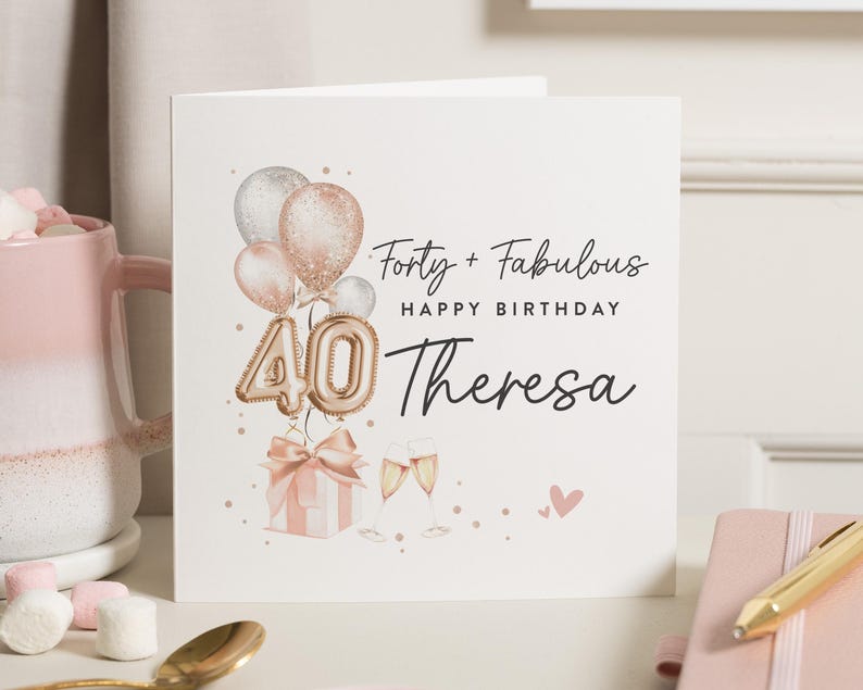 40th Birthday Card for Women, 40th Wife Card, 40th Birthday Card Friend ...