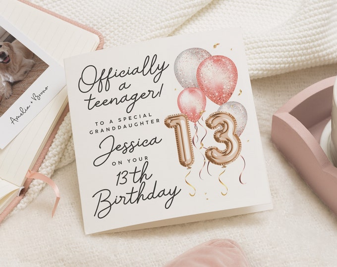 13th Birthday Card, Personalised 13th Birthday Card for Granddaughter ...