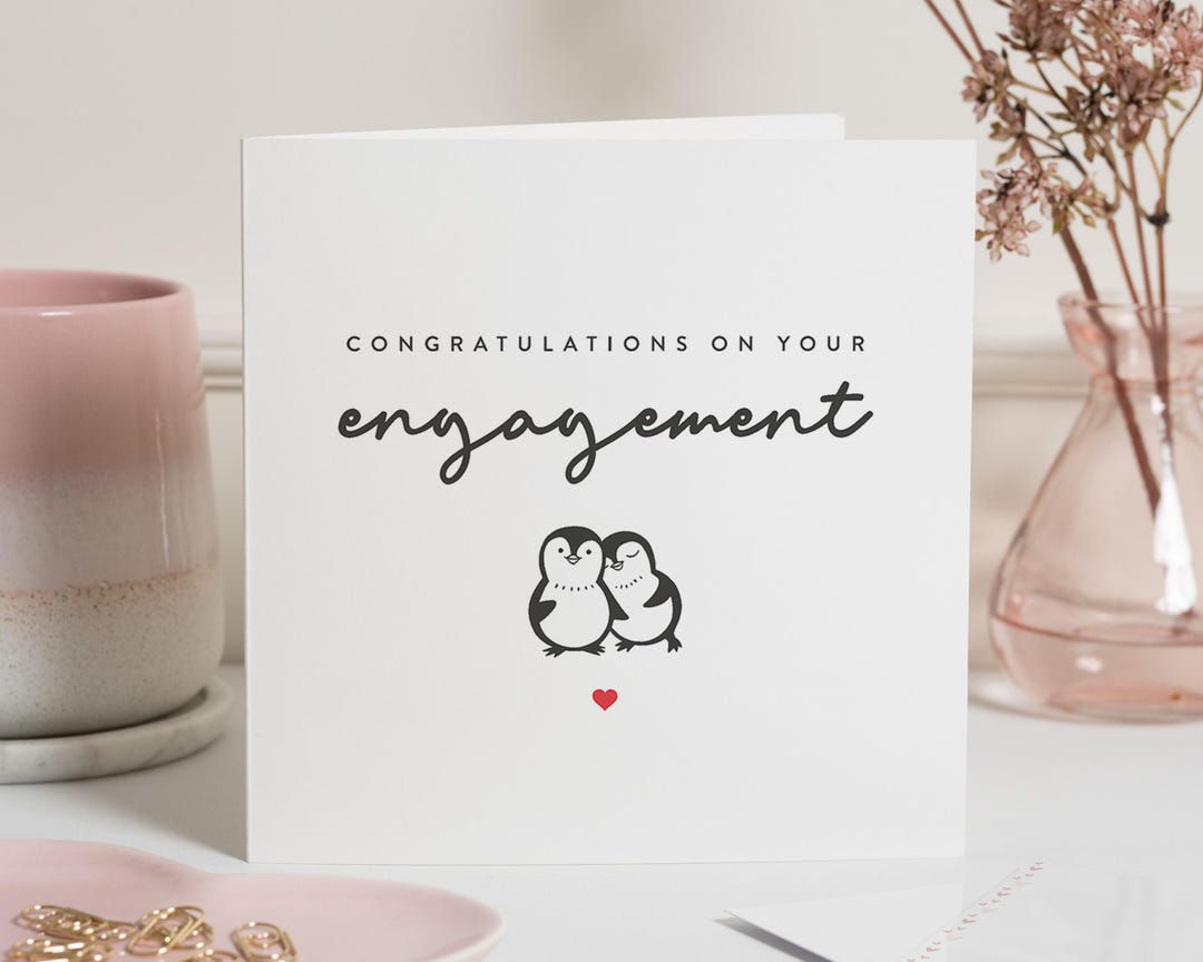 Congratulations Engagement Card, Penguin Engagement Card, Engagement ...