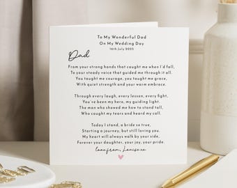 Personalised Father of the Bride Card - Card From Bride - Card for Dad ...