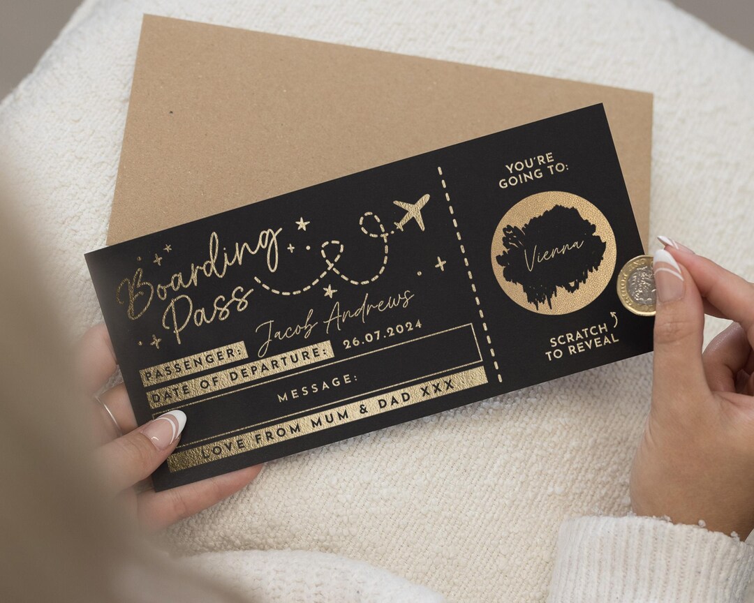 Boarding Pass, Holiday Scratch Card, Boarding Pass Scratch Card ...