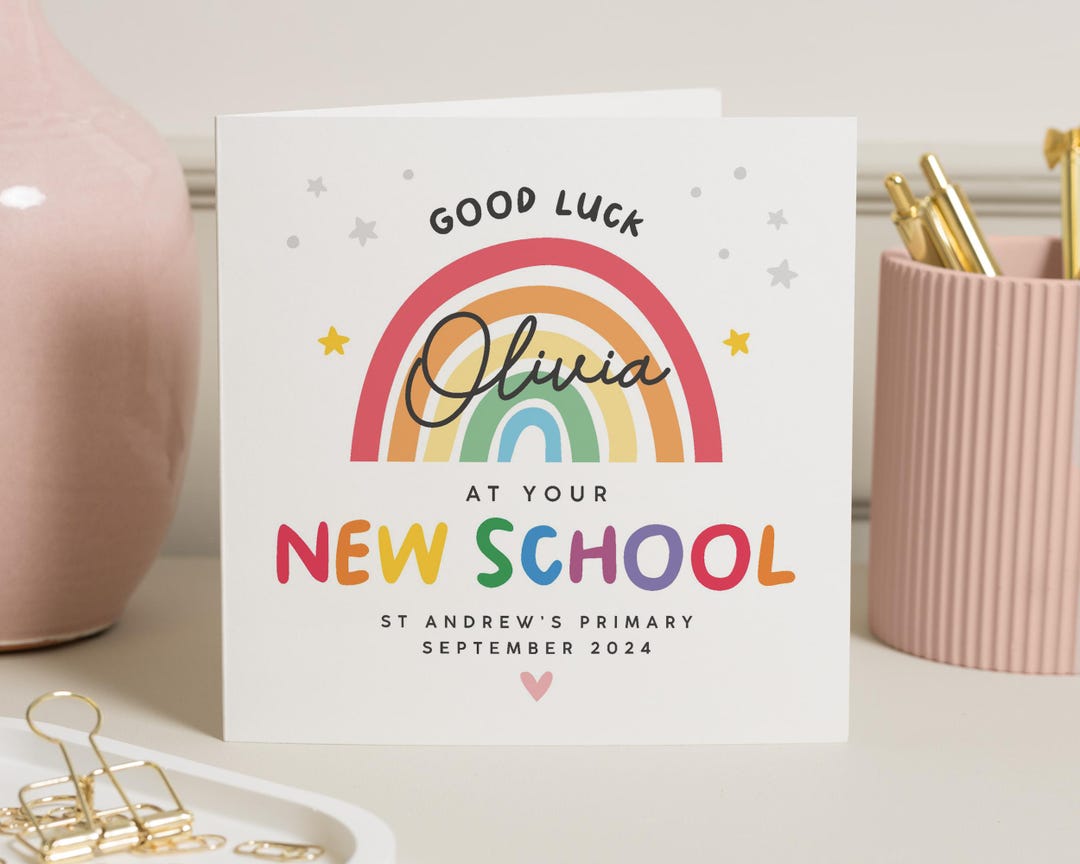 Good Luck New School Card, First Day of School Gift, Happy 1st Day of ...