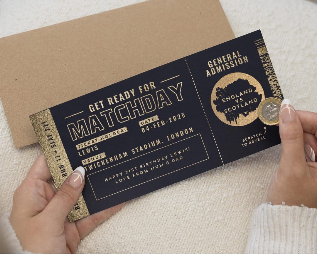Scratch off Football Match Ticket, Football Ticket Gift, Rugby Ticket ...