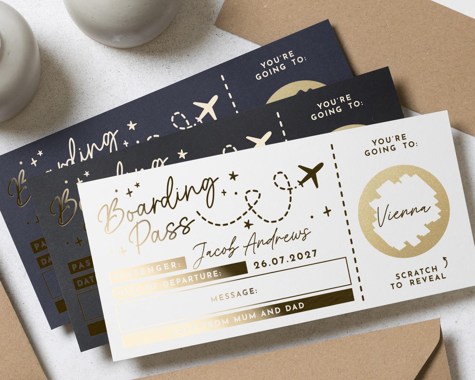 Boarding Pass Scratch Card, Plane Ticket, Holiday Scratch Card ...