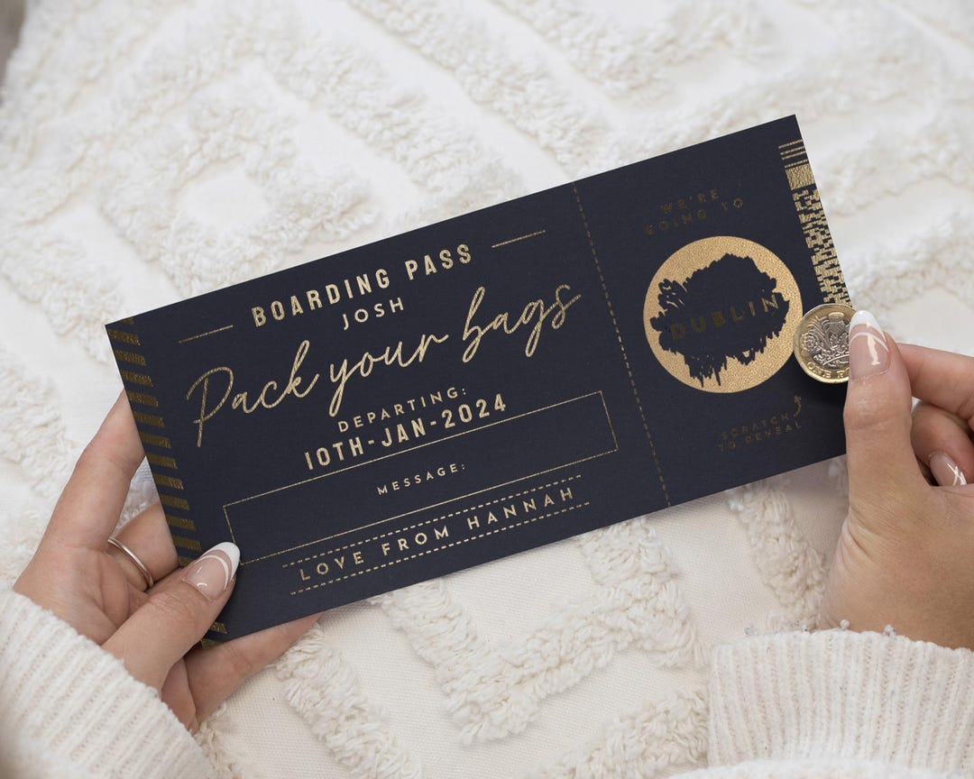 Scratch to Reveal, Holiday Scratch Card, Boarding Pass Scratch Card ...