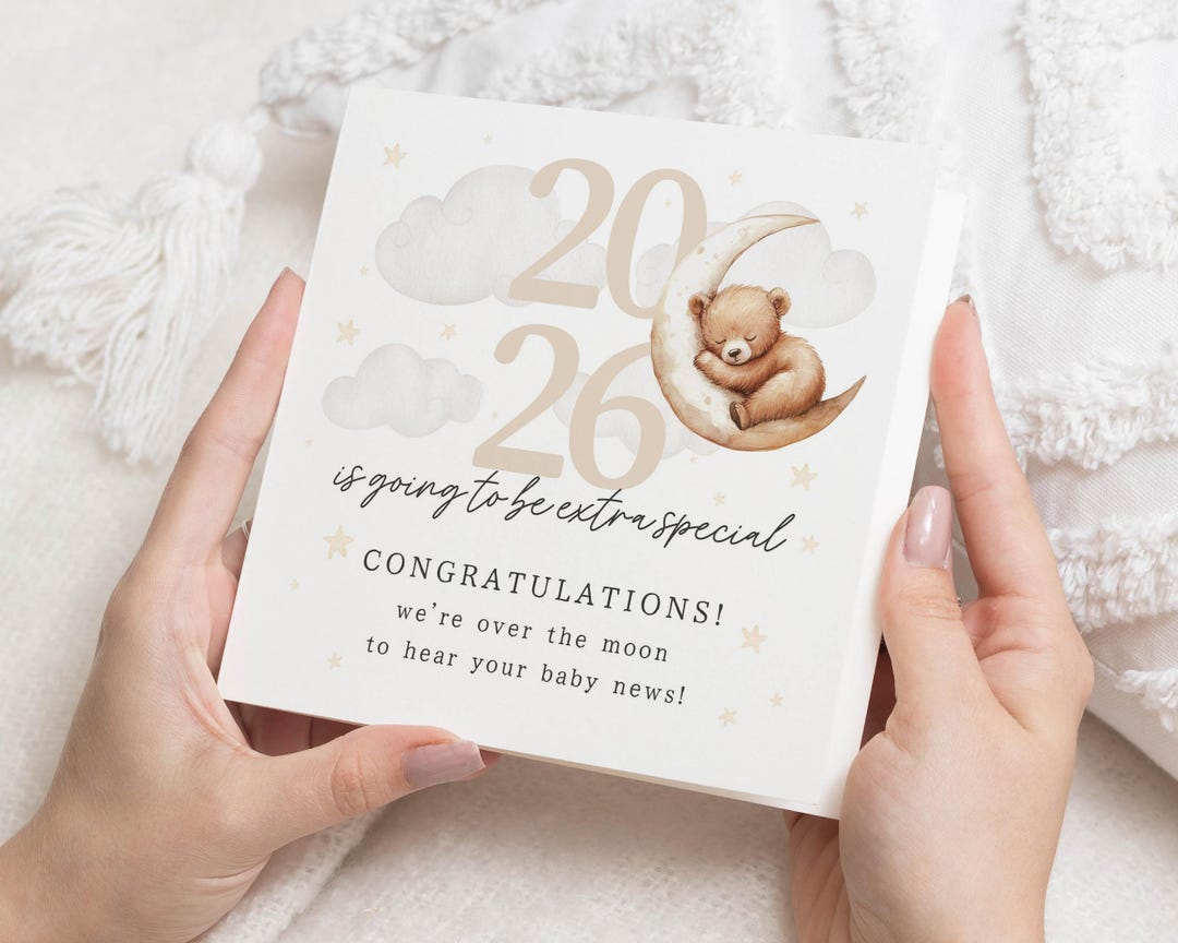 New Baby Card, Congratulations Card, Baby Announcement Card, Over the ...